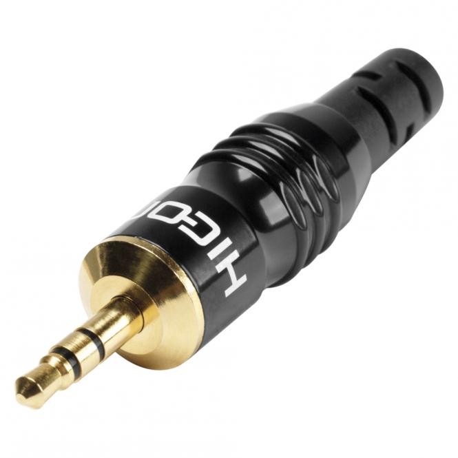 HICON Mini-jack, 3,5mm, 3-pole , metal-, Soldering-male connector, go