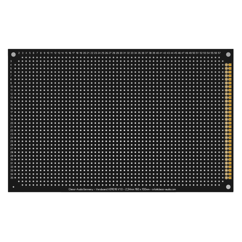Veroboard 160x100mm 2,54mm, professional, black, gold plated, 15,38