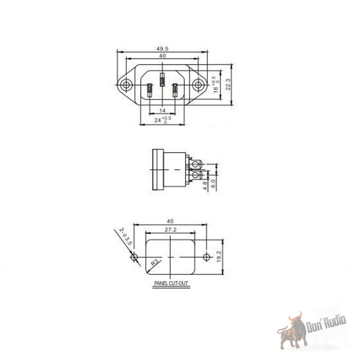IEC iec power jack - chassis mount "light", 1,15